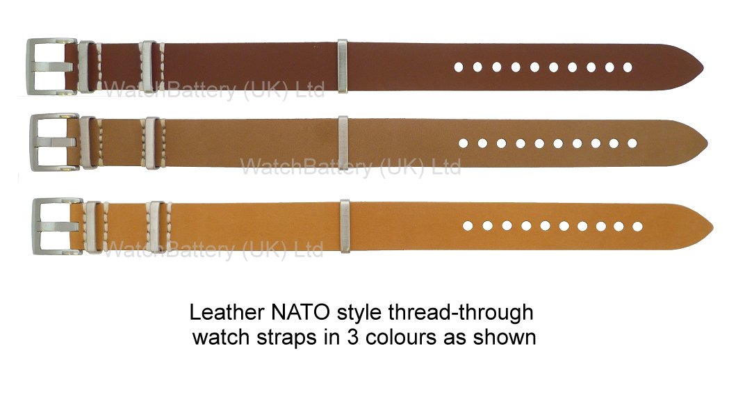 Oil Treated Calf Leather Thread-through Watch Strap (20 mm)